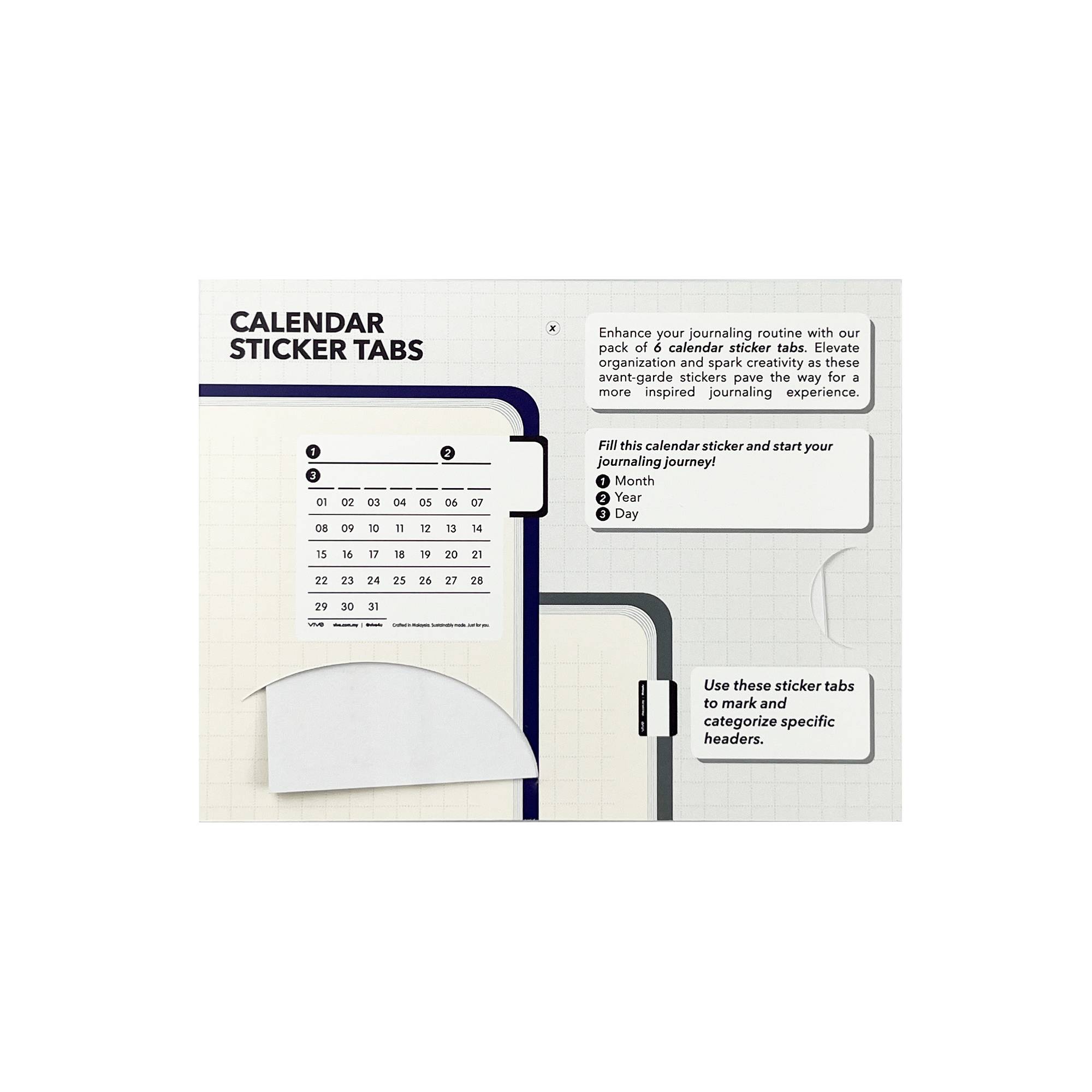 Vive | Calendar Sticker Tabs (L) - Orange